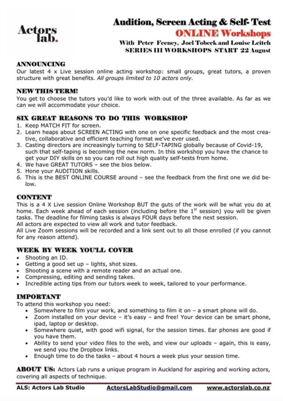 Actors Lab – 'Life isn't about finding yourself. Life is about creating ...